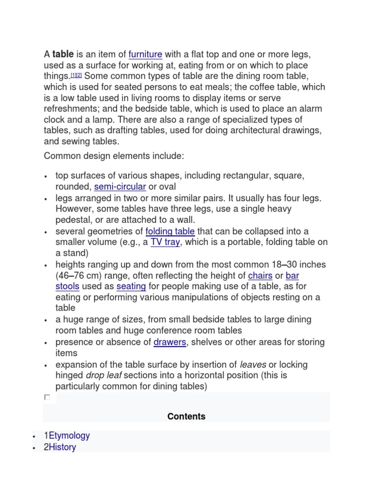 History of Table | PDF | Art Media | Home Economics