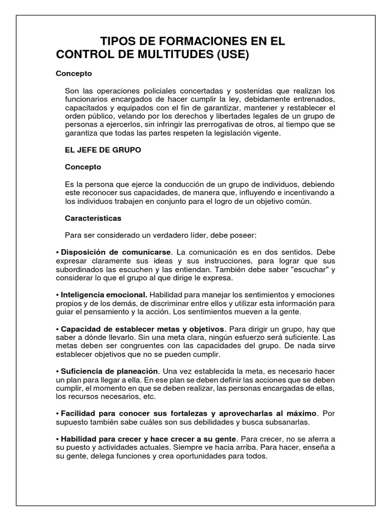 Tipos de Formaciones en El Control de Multitudes | PDF | Liderazgo | Las emociones