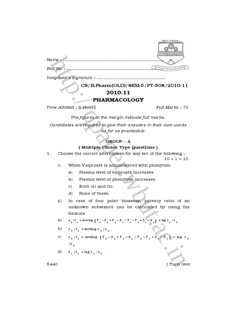 HT TP: //qpa Pe R.W But .Ac .In: 2010-11 Pharmacology | PDF | Receptor Antagonist | Medical ...