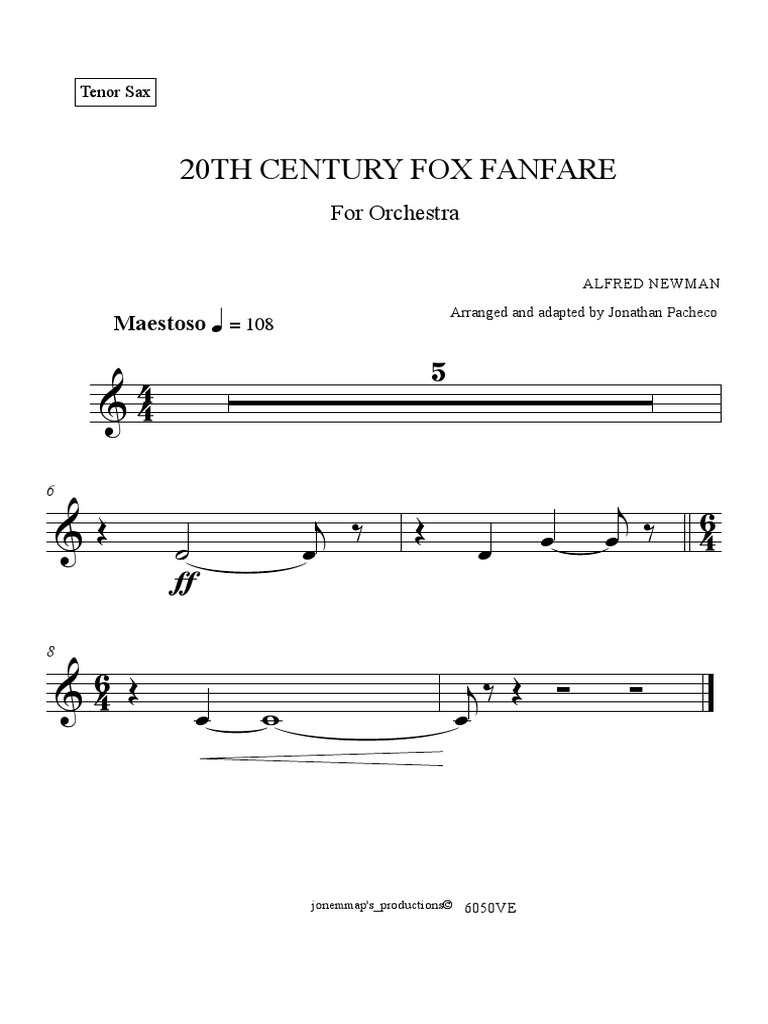 20th Century Fox Fanfare - Tenor Sax PDF | PDF