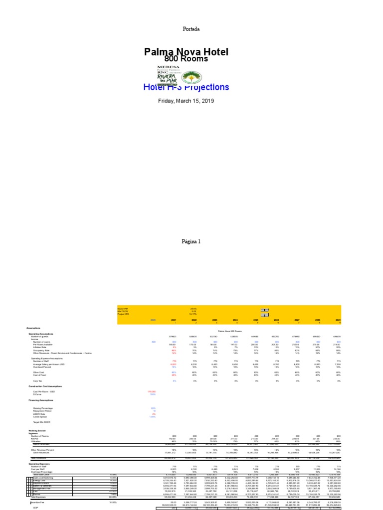 Hotel Project Finance English 800 Rooms | PDF | Free Cash Flow ...