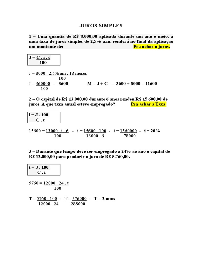 Juros Simples e Composto | PDF | Economia política | Juros