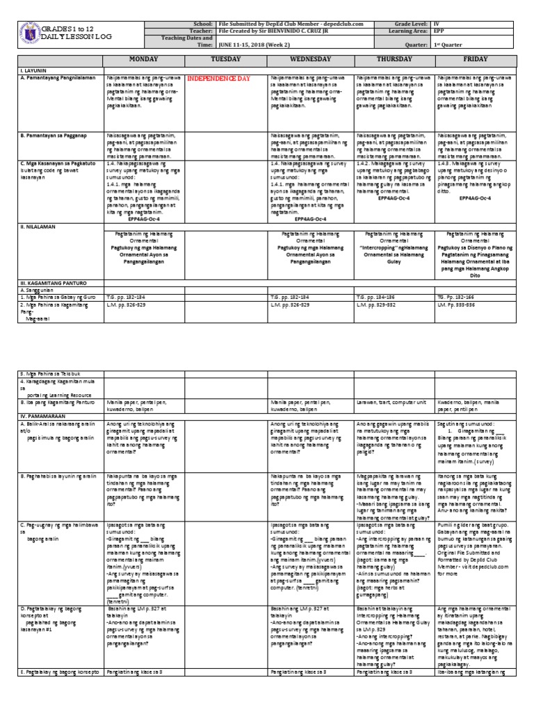 DLL - Epp 4 - Q1 - W2 | PDF