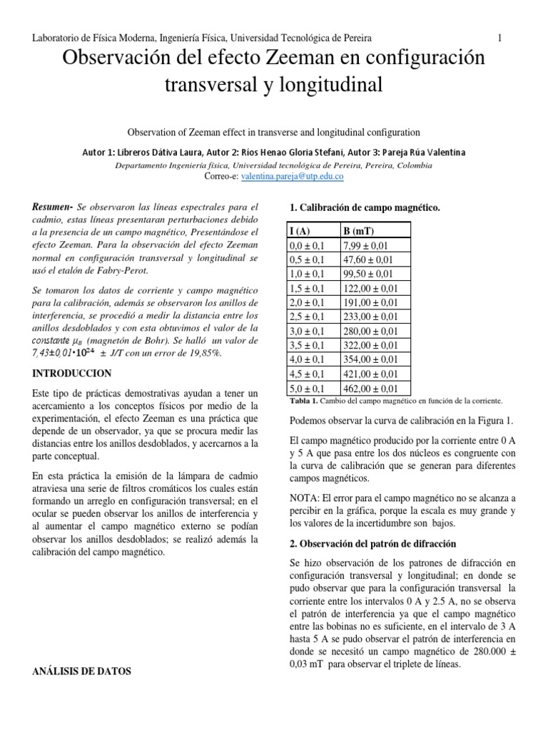 Efecto Zeeman | PDF | Calibración | Física