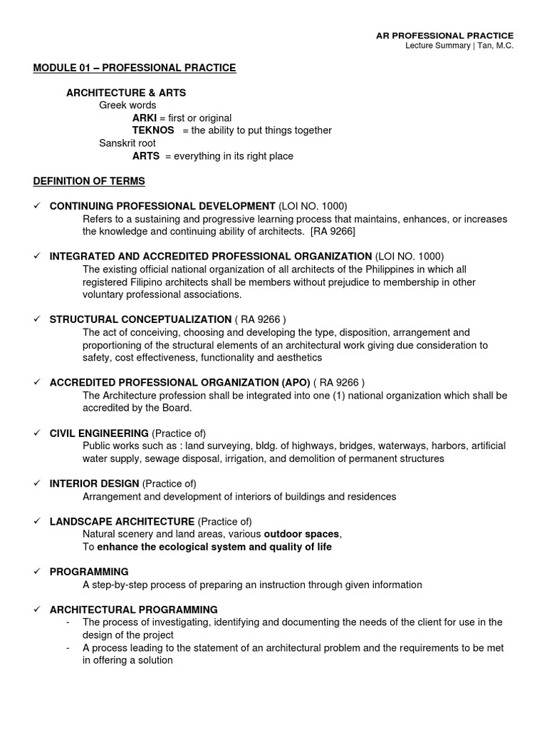 Prof Pprac Summary Meg | PDF | Architect | Construction Bidding