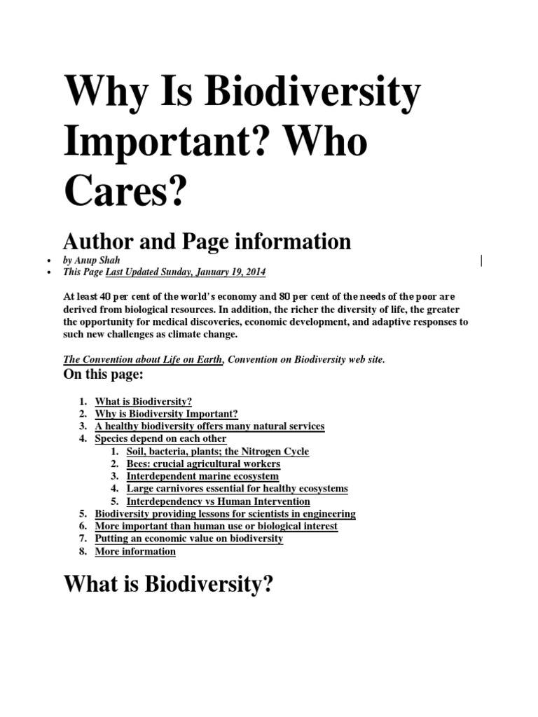 Why Is Biodiversity Important | PDF | Biodiversity | Greenhouse Effect