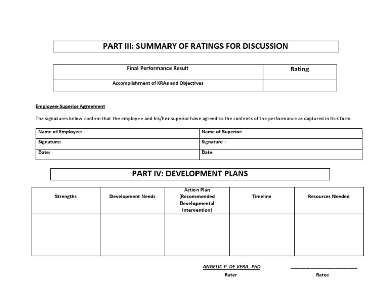 Part Iii: Summary of Ratings For Discussion: Final Performance Result | PDF