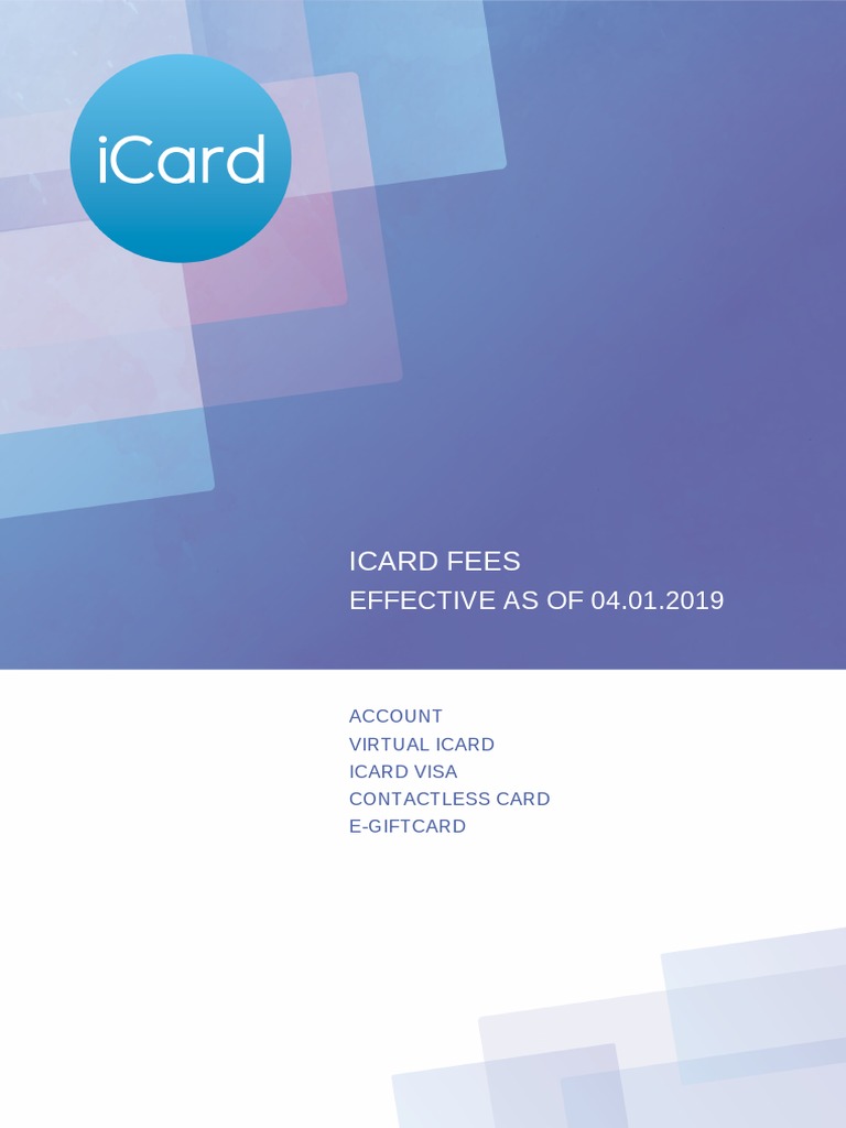 ICard Full Tariff | PDF | Debit Card | Fee