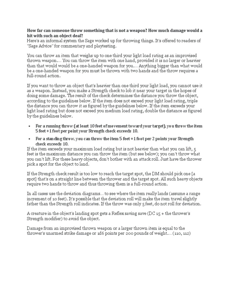 How Far Can Someone Throw Something That Is Not A Weapon? How Much ...