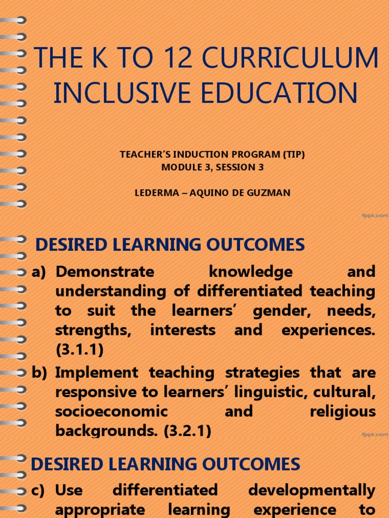 The K To 12 Curriculum Inclusive Education | PDF | Inclusion (Education ...