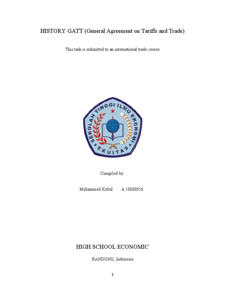 History and Establishment of GATT | PDF | General Agreement On Tariffs ...