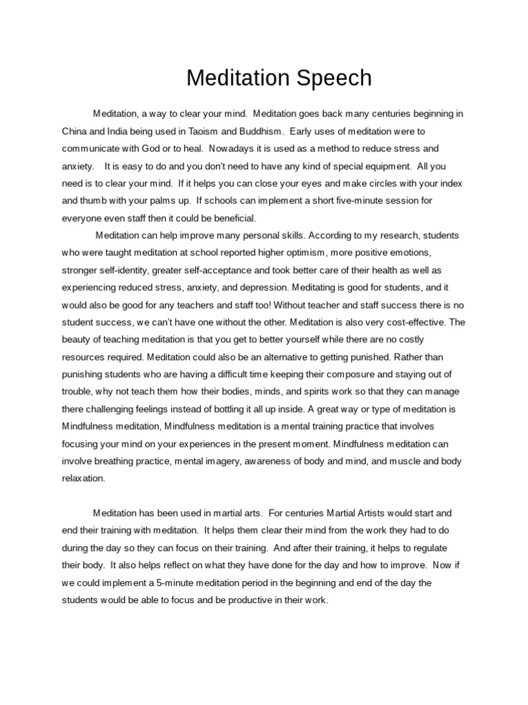 Benefits of Meditation in Schools | PDF | Meditation | Mindfulness