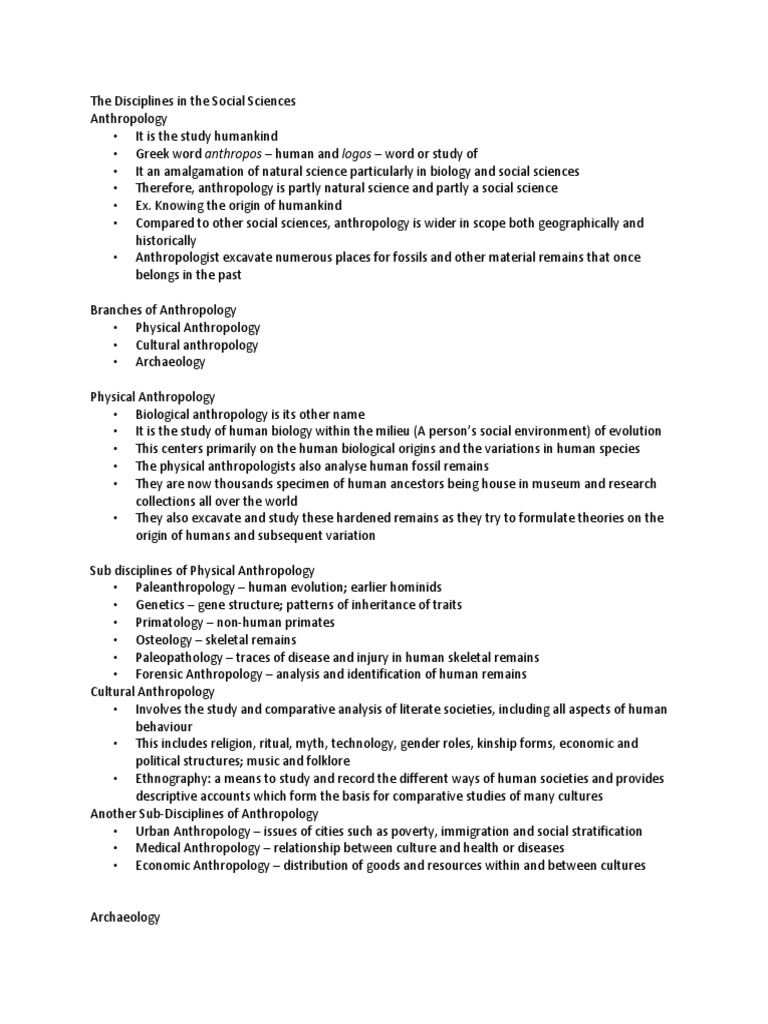 Overview of Social Science Disciplines | PDF | Anthropology | Economics