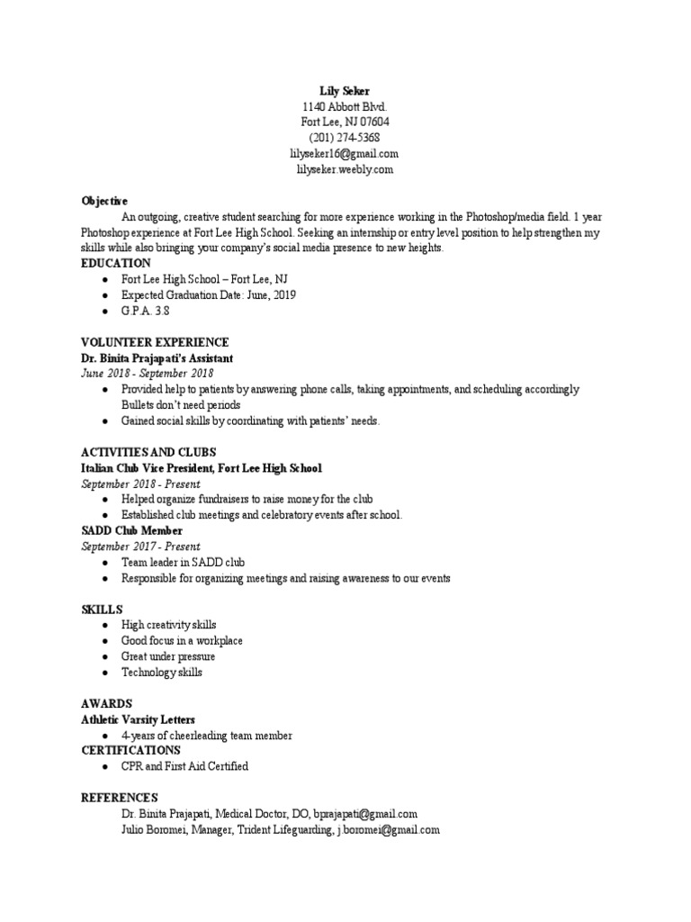 Lily Seker - Final Part 1 - Resume-2 | PDF