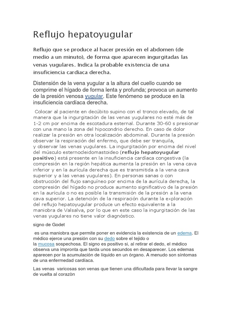 Reflujo-hepatoyugular | Insuficiencia cardíaca | Especialidades Medicas