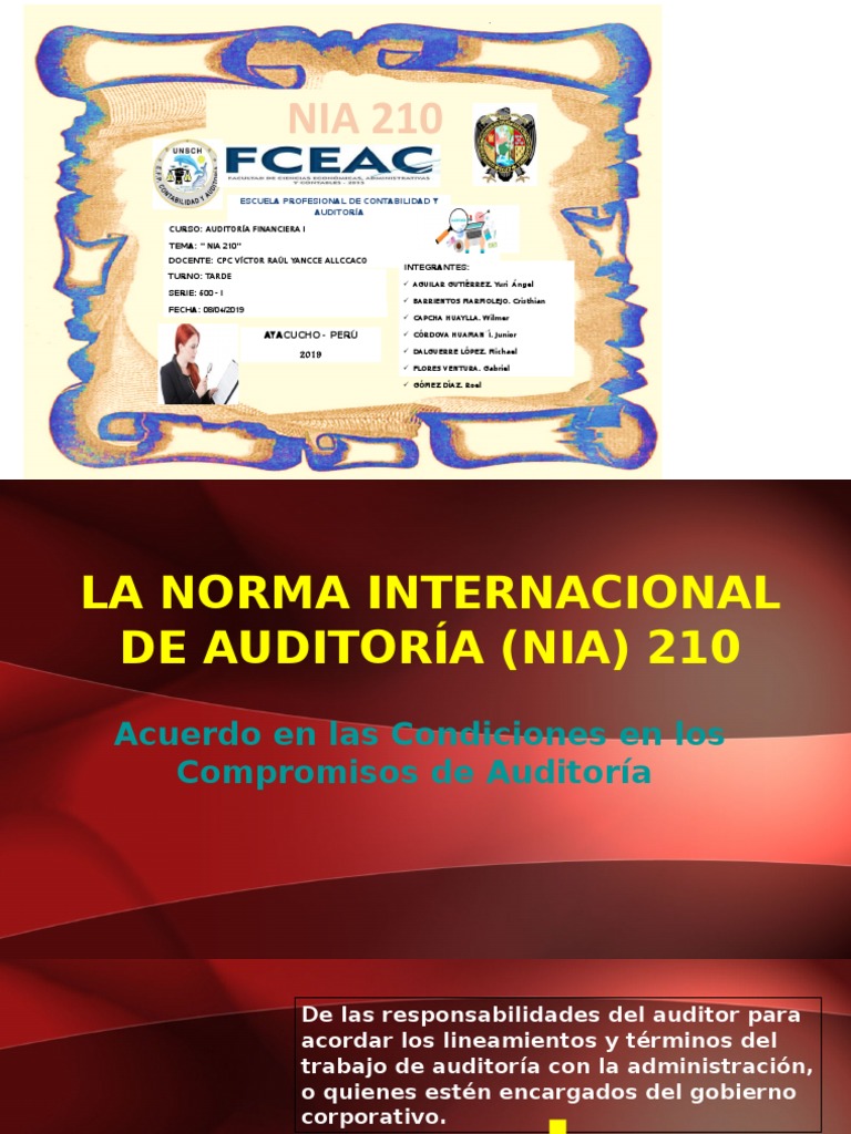 Nia 210 | PDF | Auditoría | Contralor