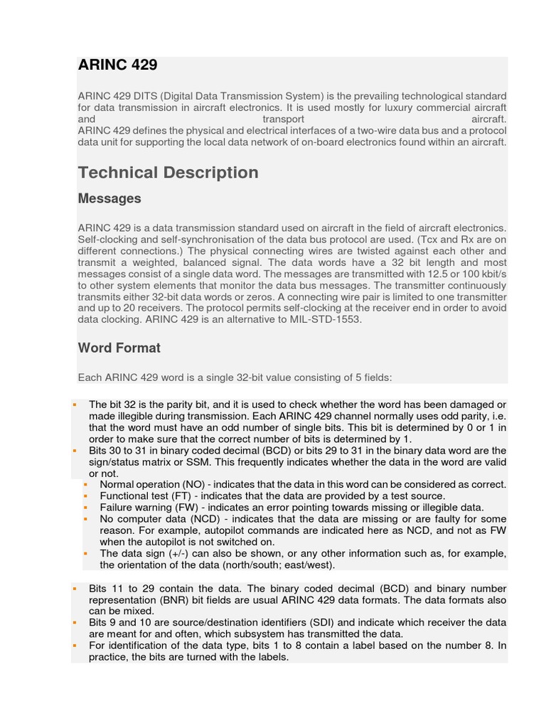 Understanding ARINC 429: A Technical Overview of the Standard Data ...