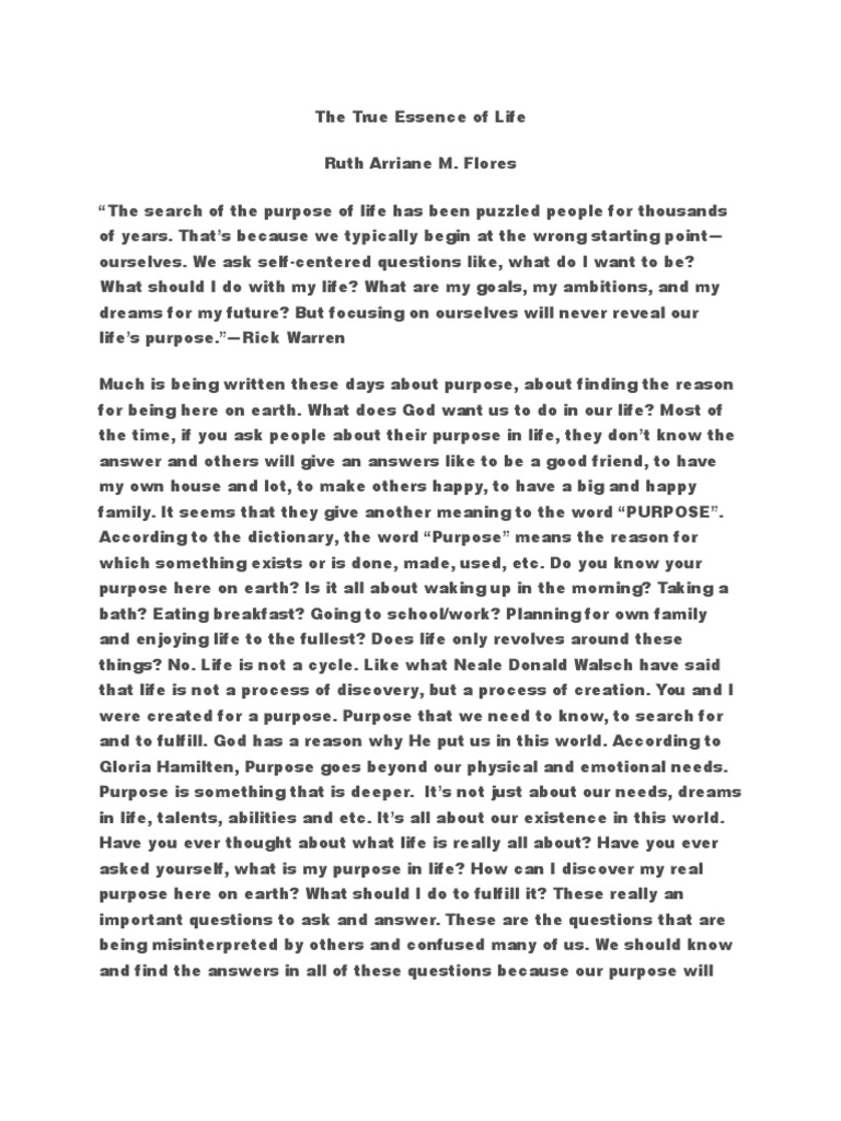 The True Essence of Life | PDF | Meaning Of Life | God