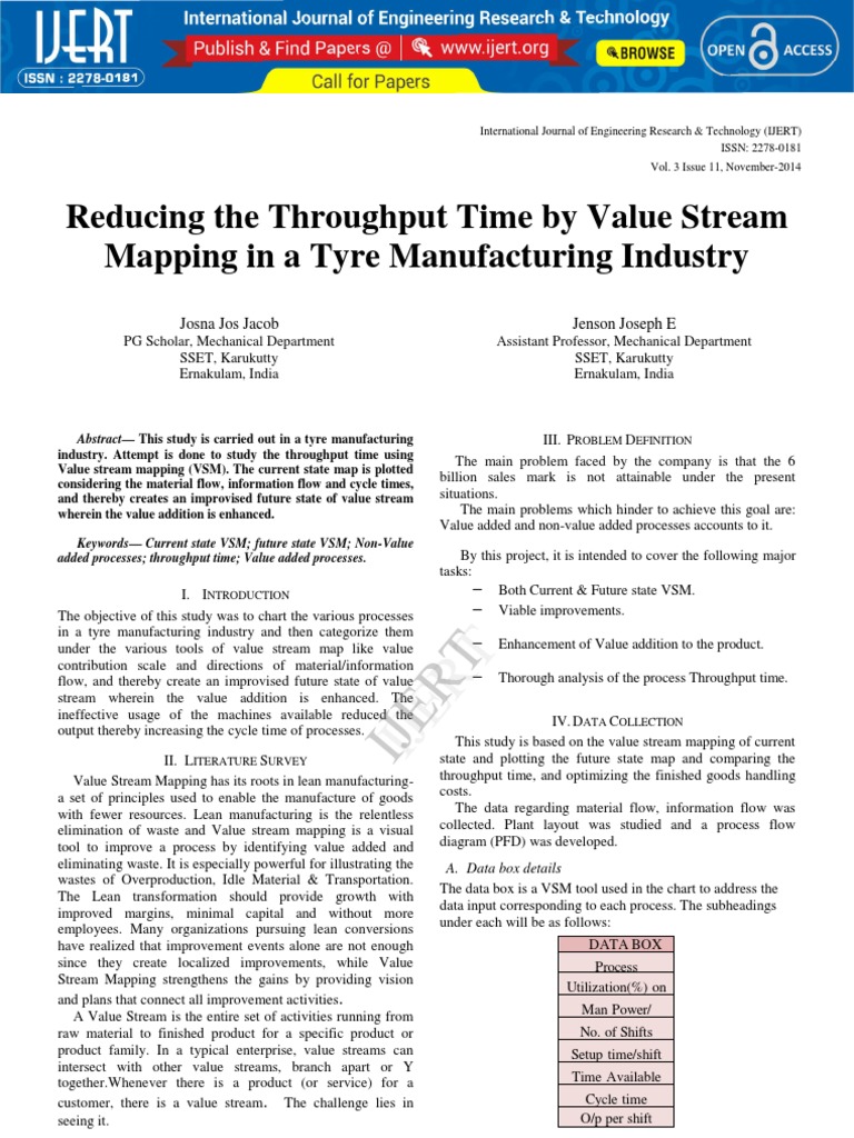 Reducing The Throughput Time by Value Stream Mapping in A Tyre ...