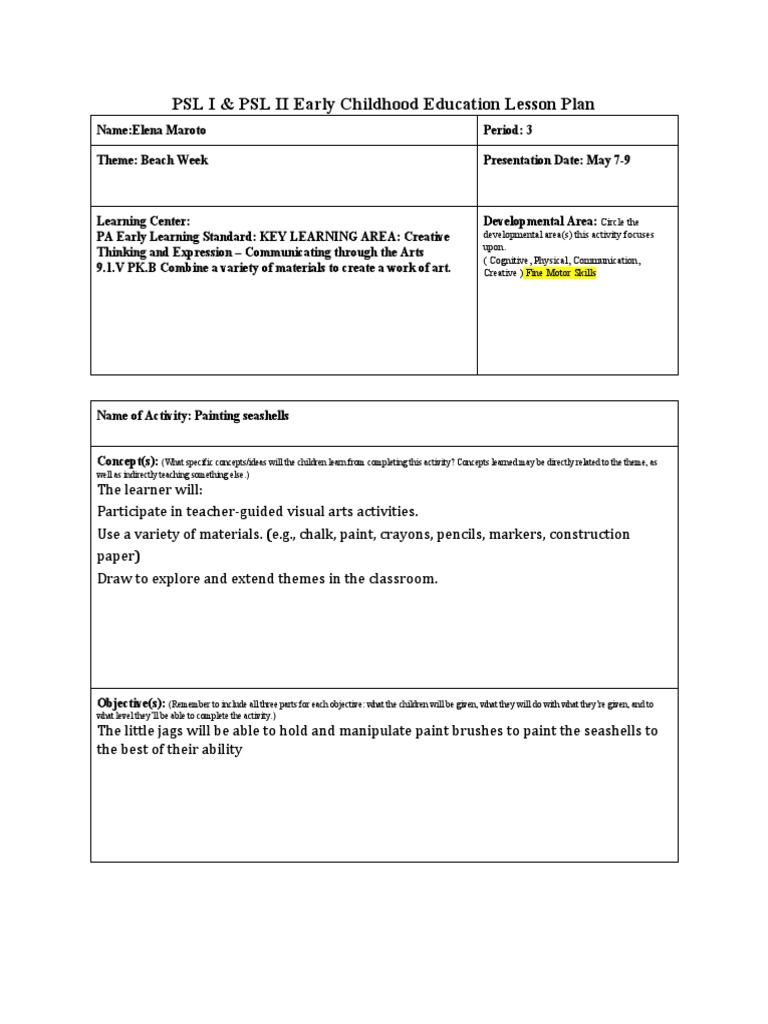 lesson plan- beach week | Lesson Plan | Teachers