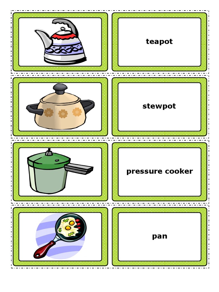 BEL 1 Kitchen Utensils Esl Vocabulary Game Cards For Kids PDF | PDF