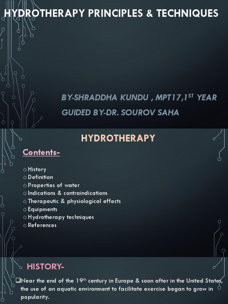 Hydrotherapy Principles & Techniques | PDF | Nature