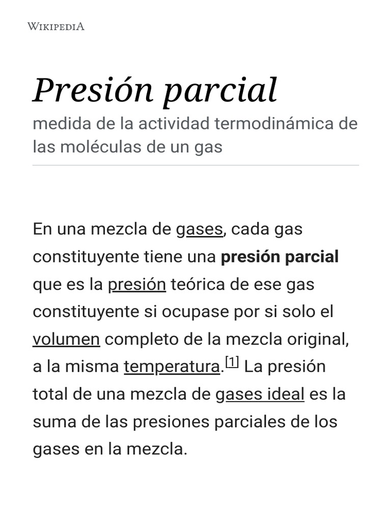 Presión parcial gas | PDF | Equilibrio químico | Gases
