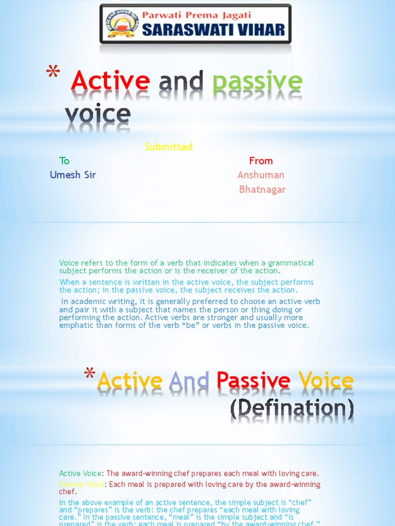 Rules of Active and Passive Voice | PDF | Verb | Subject (Grammar)