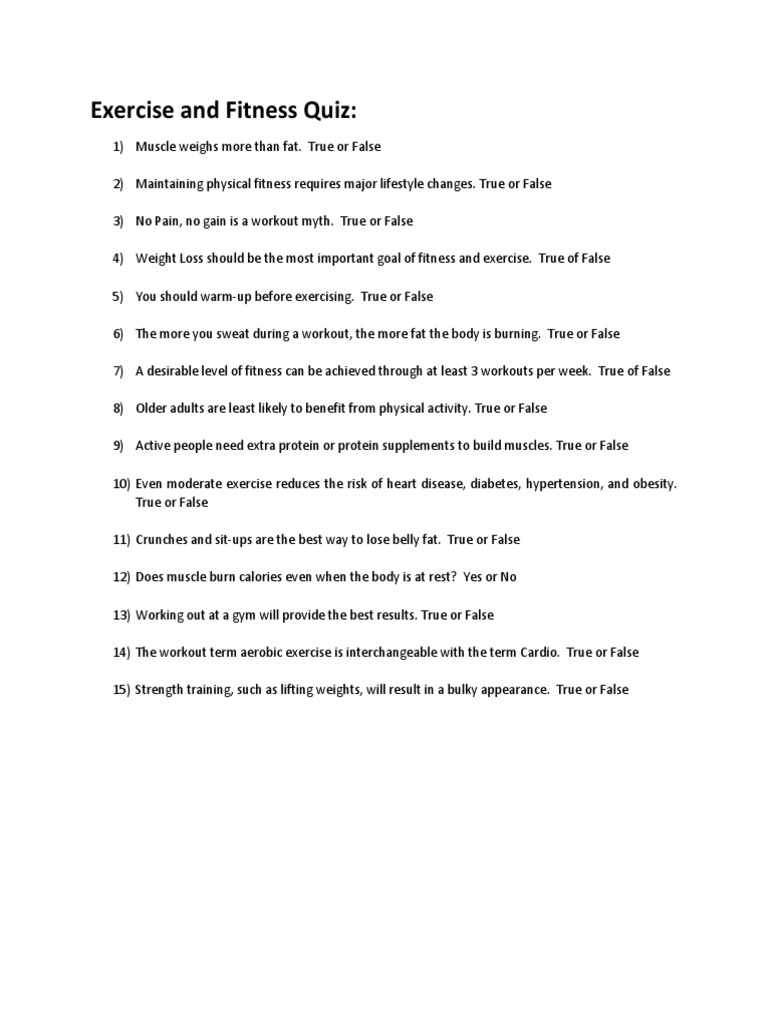 P.E Fitness Quiz | PDF | Physical Fitness | Aerobic Exercise