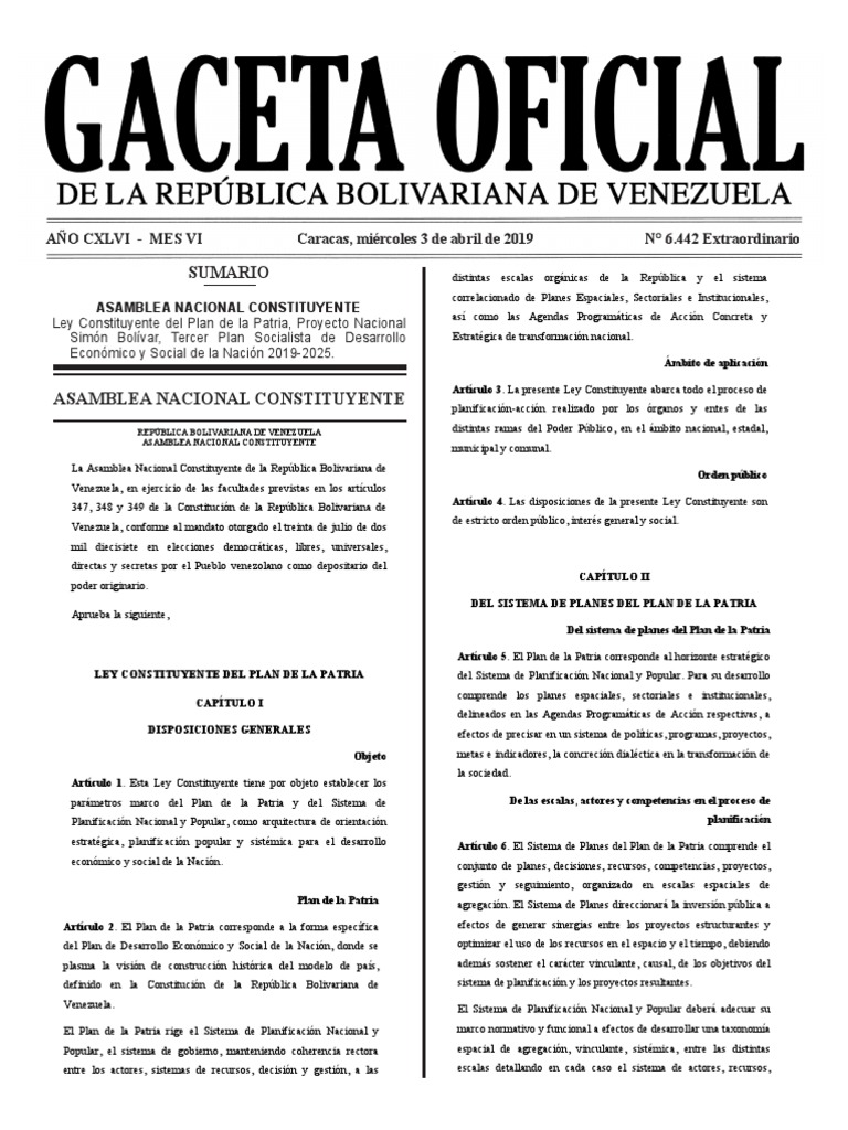 Desplegable Plan Patria 2019 2025 | PDF | Venezuela | Planificación