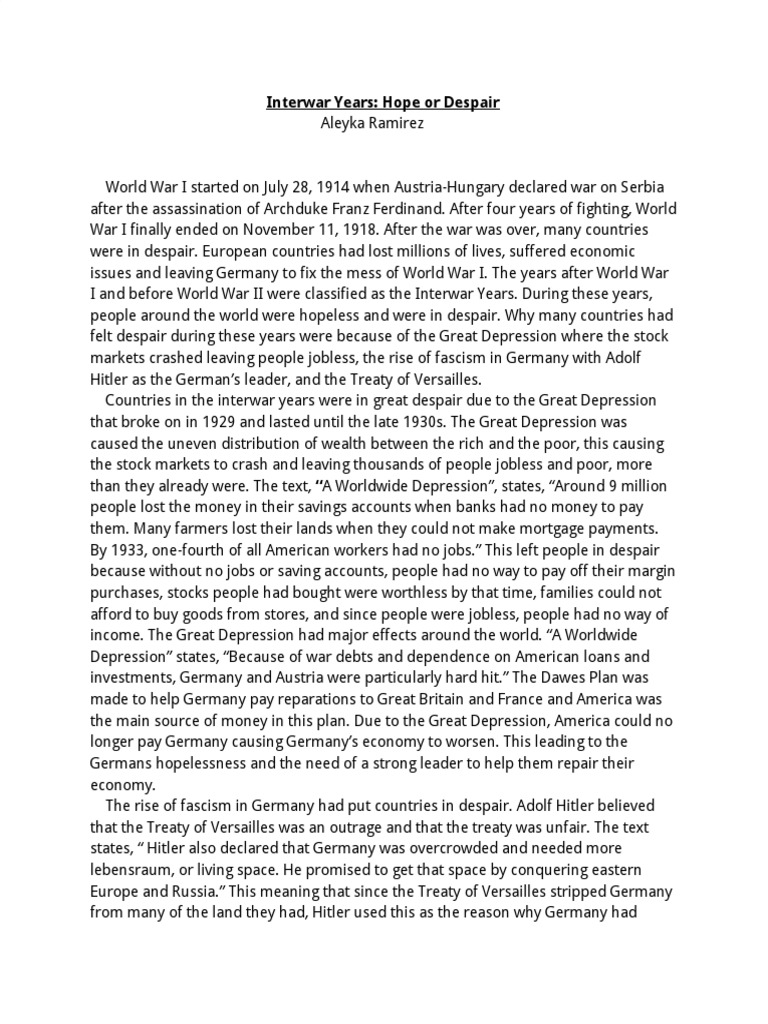 Interwar Years: Despair and Fascism | PDF | World War I Reparations ...
