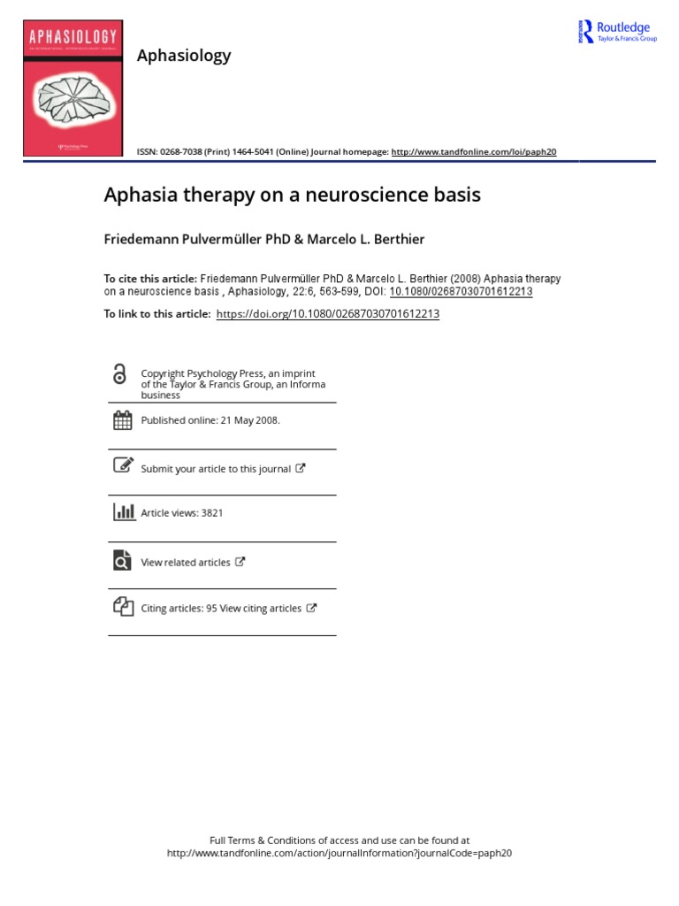 Aphasia Therapy On A Neuroscience Basis | PDF | Speech | Aphasia