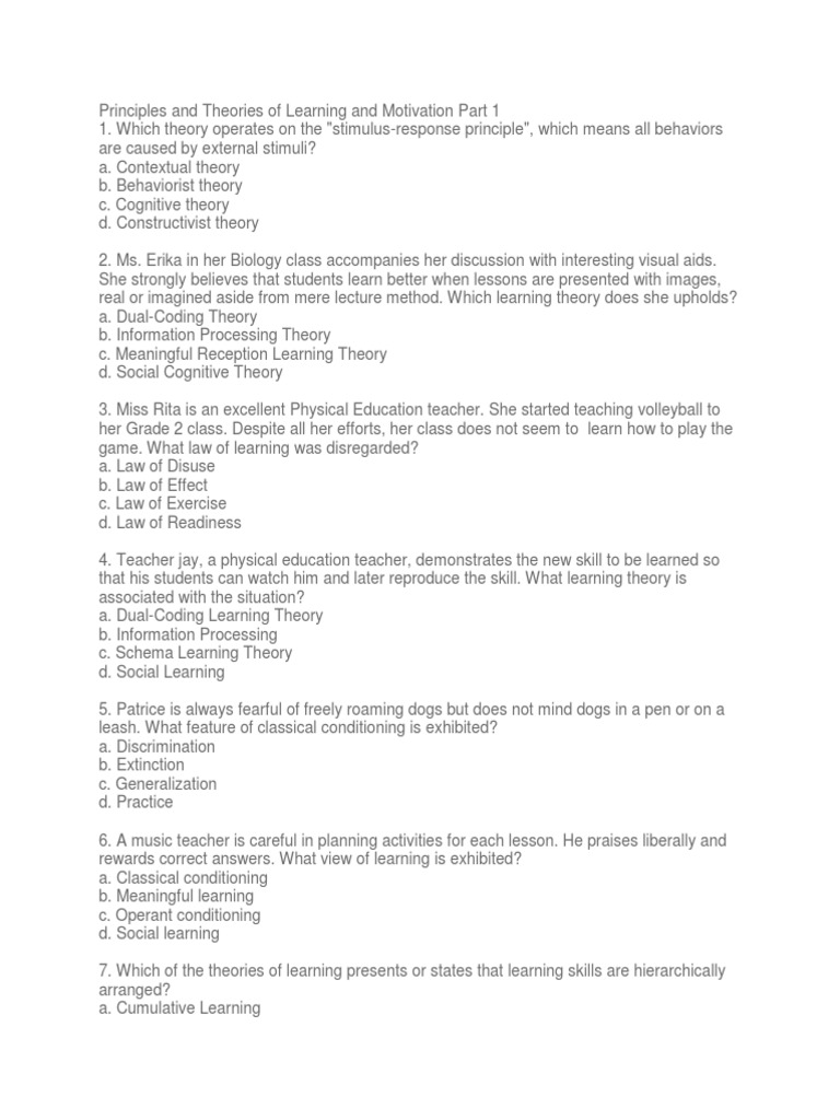 Learning and Motivation Theories Explained | PDF | Motivation ...