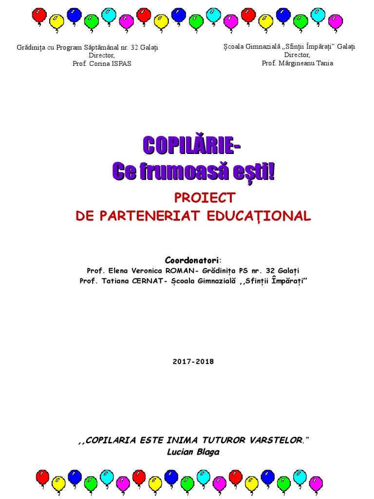 Proiect Educational Copilaria Ce Frumoasa Esti | PDF