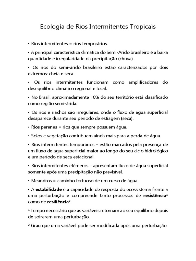 Ecologia de Rios Intermitentes Tropicais | PDF | Rio | Enchente