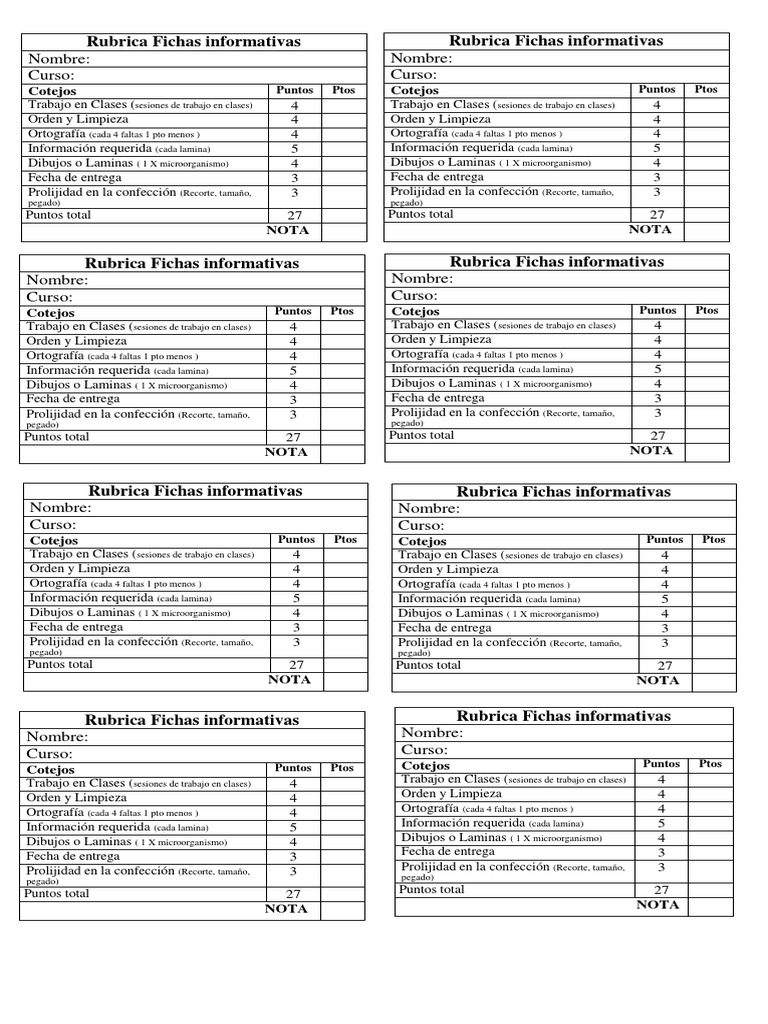 Rubrica Fichas Informativas | PDF | Naturaleza