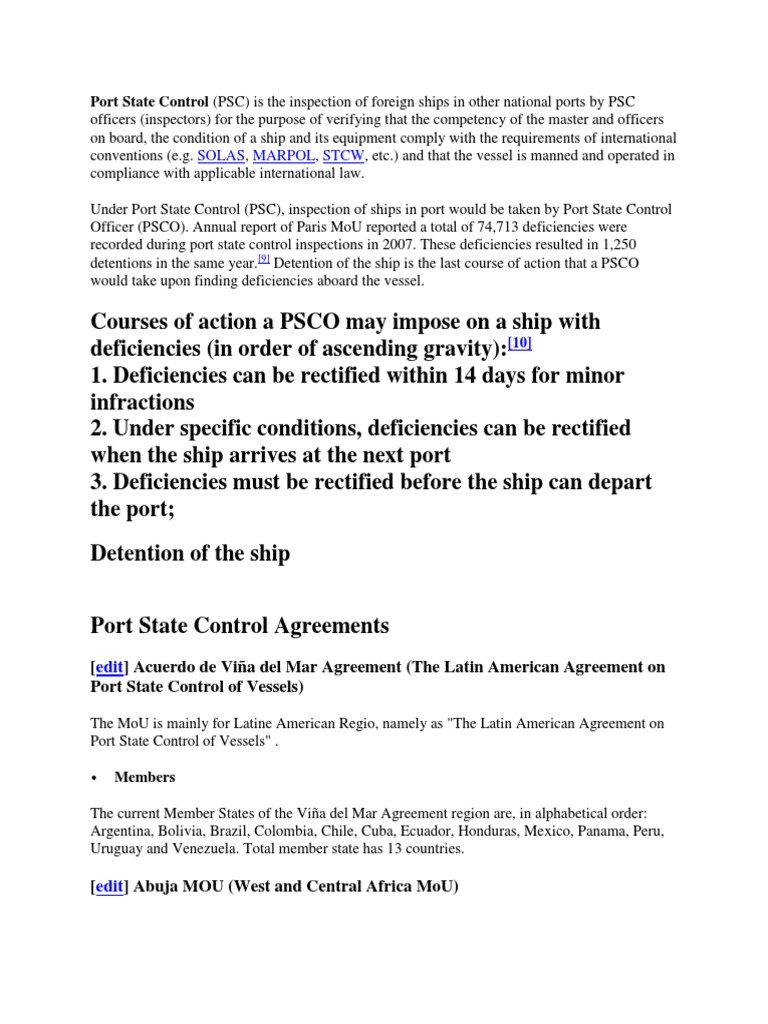 Port Stste Control Inspections | PDF | Shipping | Water Transport