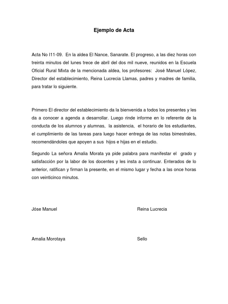 Ejemplo de Acta | PDF