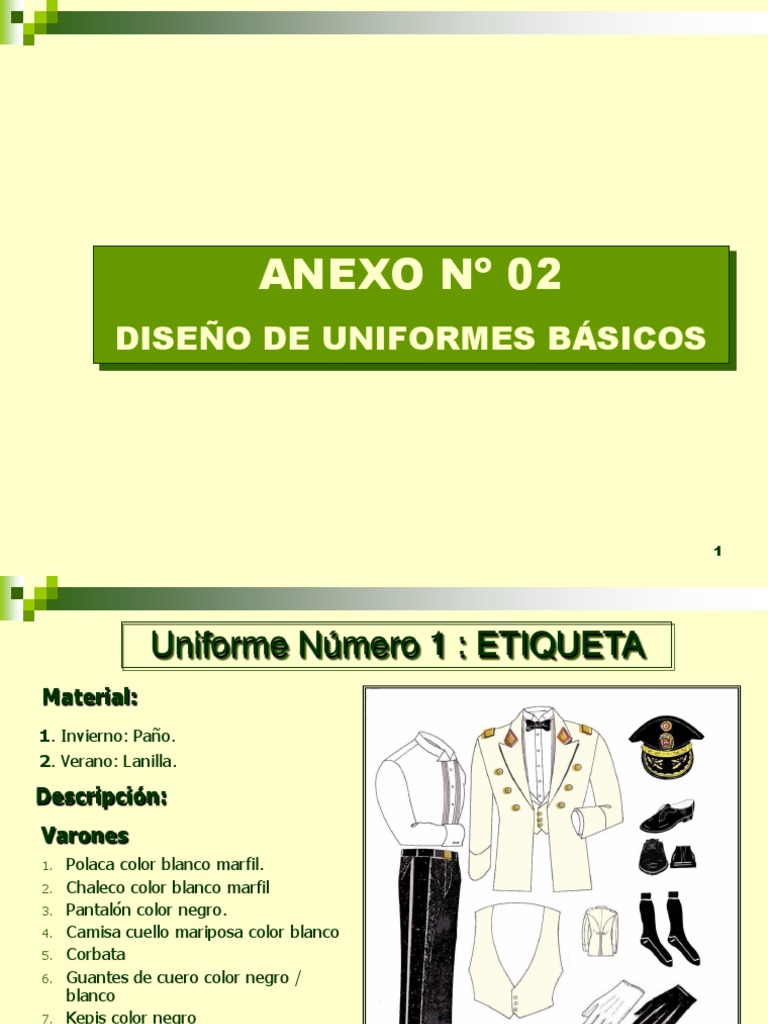 Regla. General de Uniforme PNP 12 - ANEXO | PDF | Oficial general | Camisa