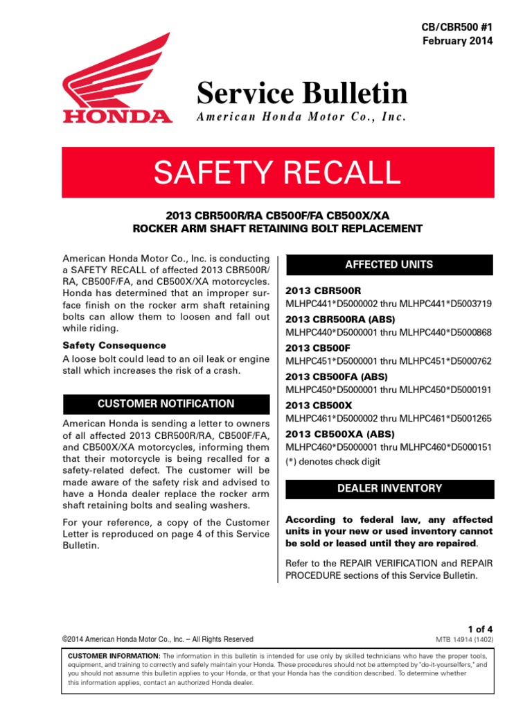Safety Recall: Service Bulletin | PDF | Machines | Engines