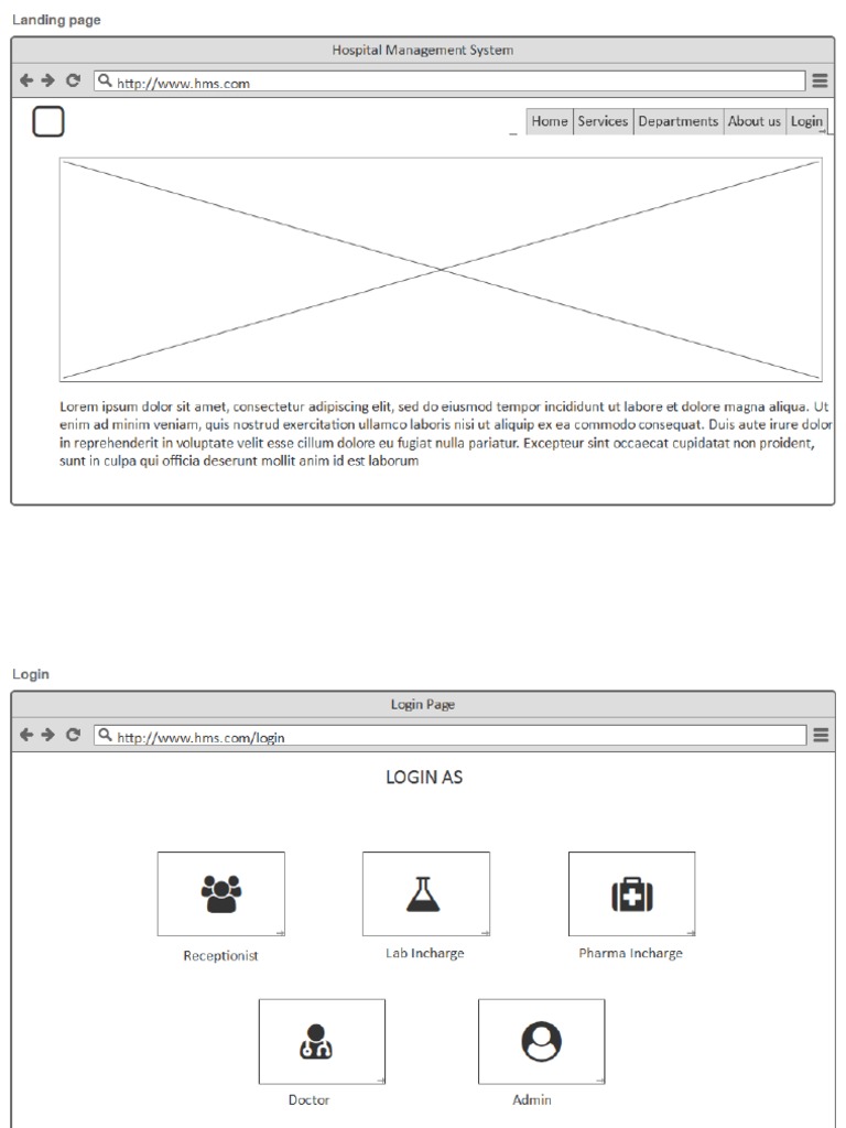 Hospital Management System Wireframes Version 3.0