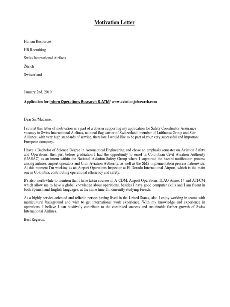 Motivation Letter | PDF