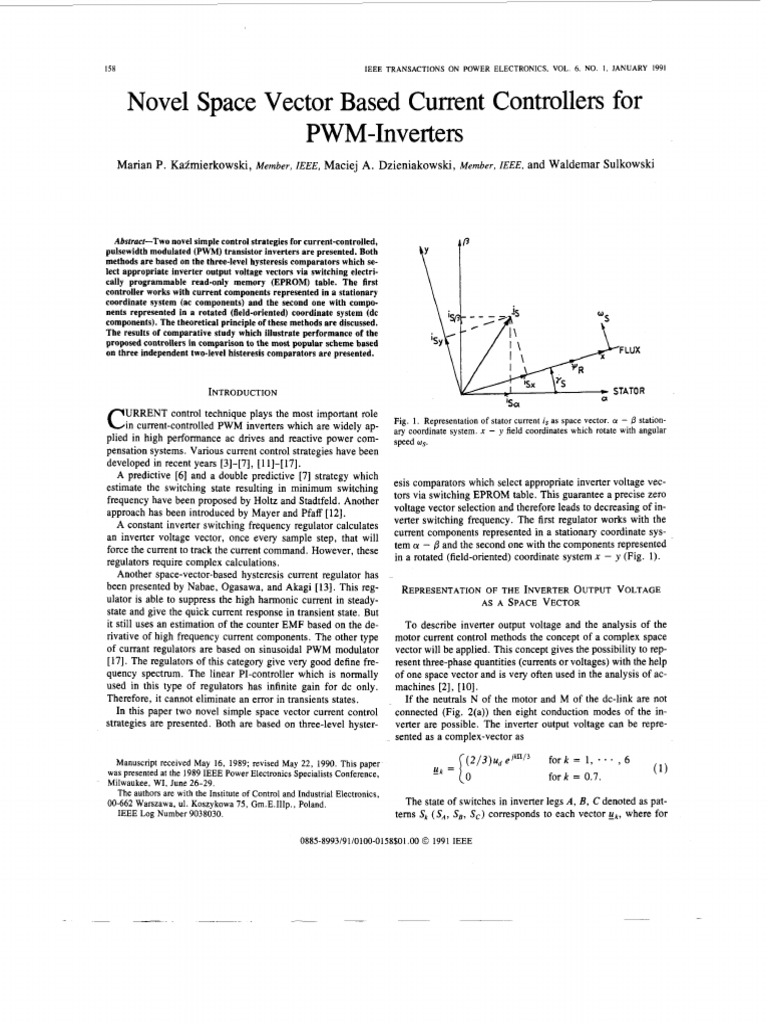 Novel Space Vector Current Controllers | PDF | Power Electronics ...
