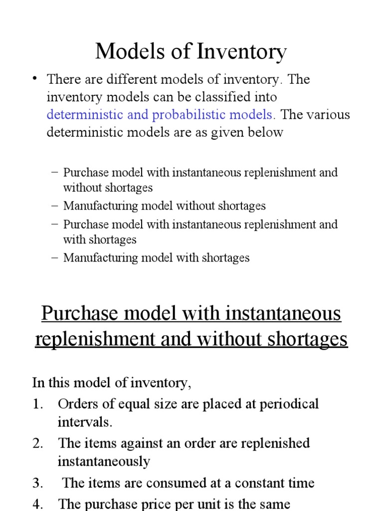 Inventory Models | PDF