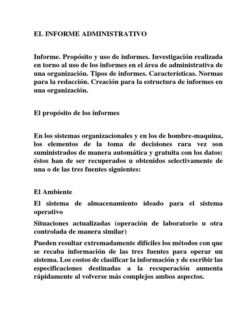 El Informe Administrativo | Toma de decisiones | Presupuesto
