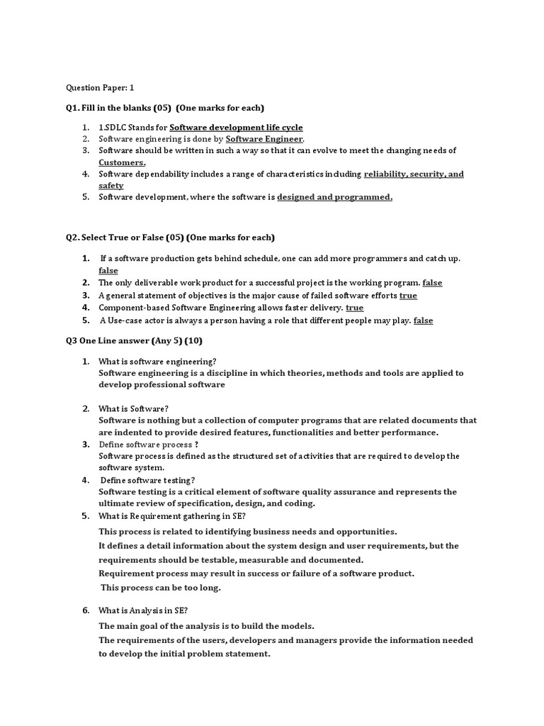 Question Paper1 | PDF | Software Development | Software Testing