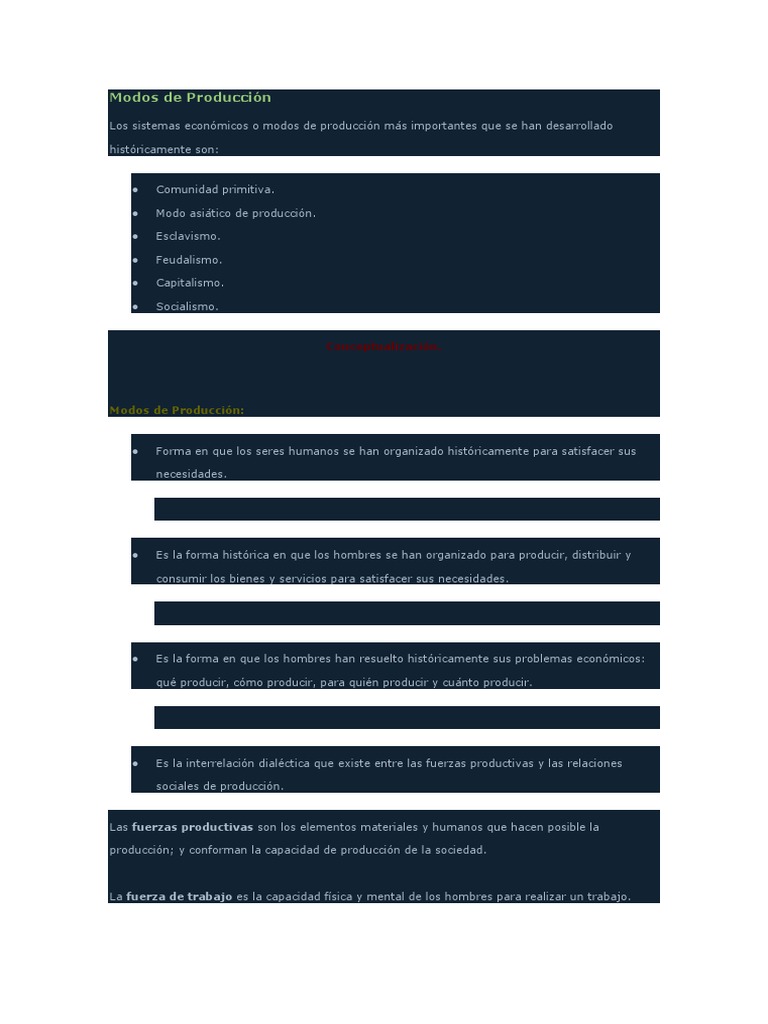Modos de Producción | PDF | Feudalismo | Capitalismo