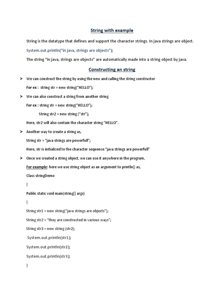 String With Example String Is The Datatype That Defines And Support The Character Strings In