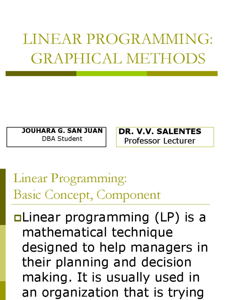 Linear Programming - Graphical Method | PDF | Linear Programming ...