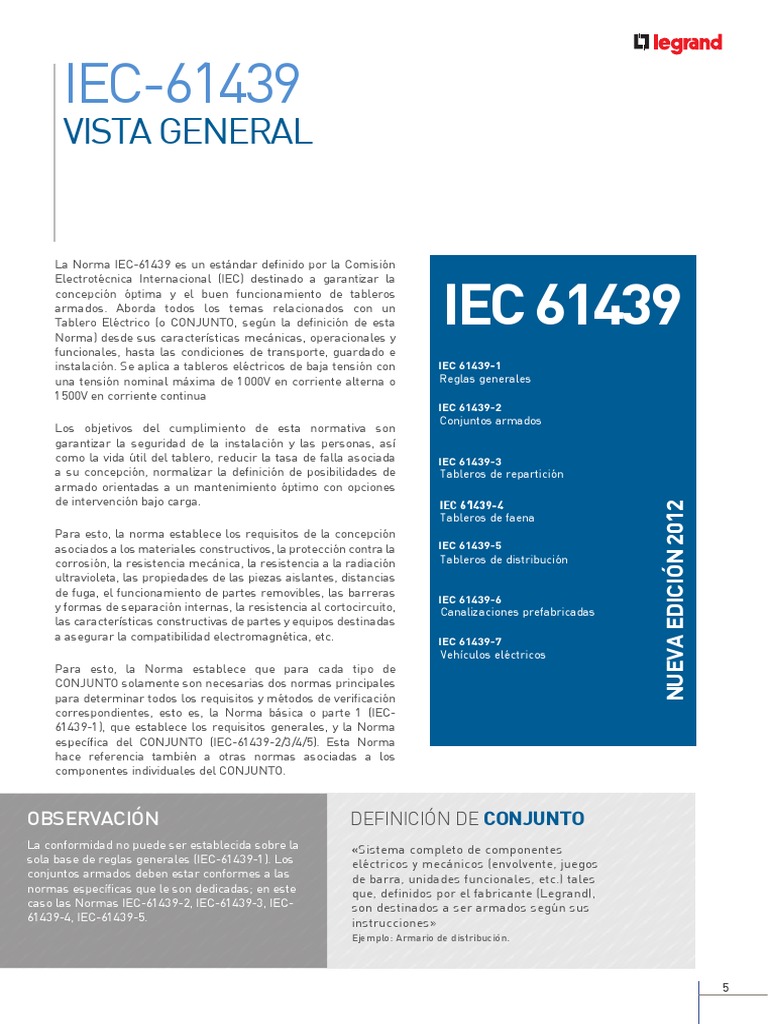 Norma IEC 61439: Reglas y Conjuntos | PDF | Comisión Electrotécnica ...